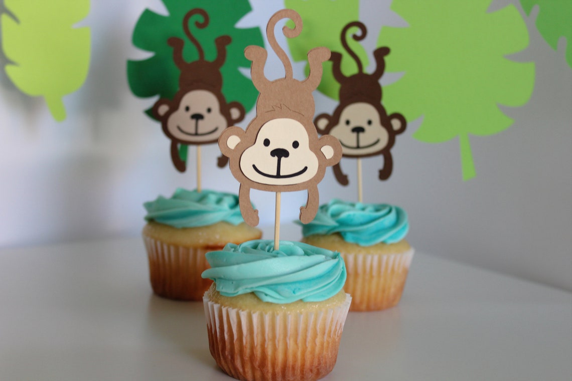 Cupcake Toppers Monkey Theme Jungle Theme Party Birthday - Etsy