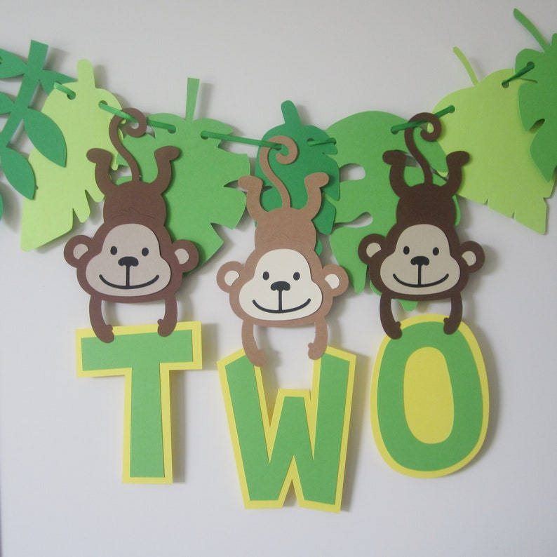 Monkey Banner Two Banner Jungle Theme Monkey Birthday - Etsy