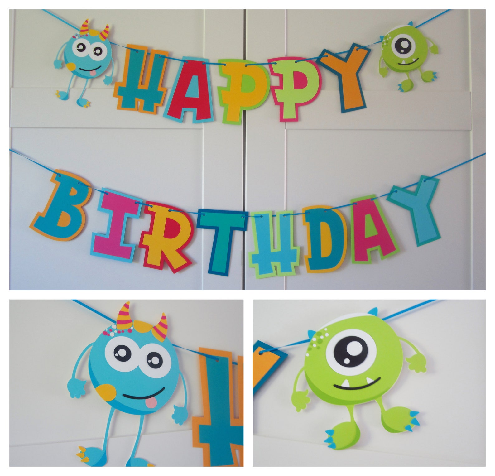 Monsters, Monster Theme Birthday, Little Monster Banner, Bright Colors ...