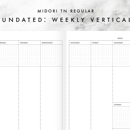 Midori Traveler's Notebook Undated Weekly Vertical - Etsy