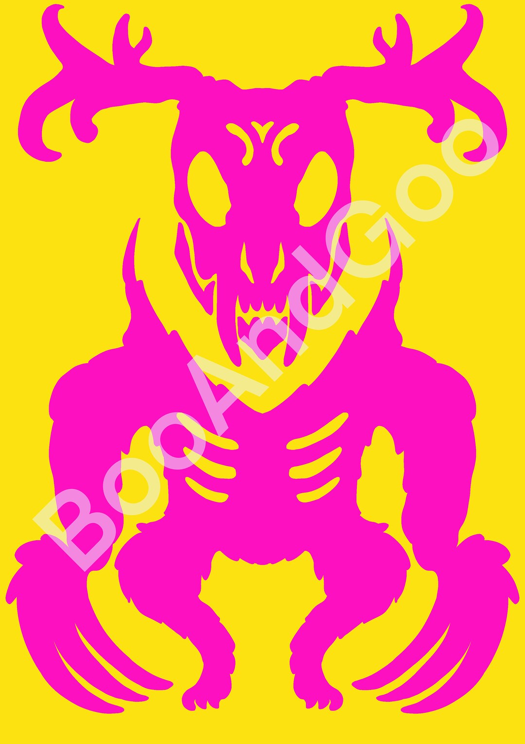 Neon Wendigo - Cute Pink and Yellow Cryptid Digital Illustration - Etsy