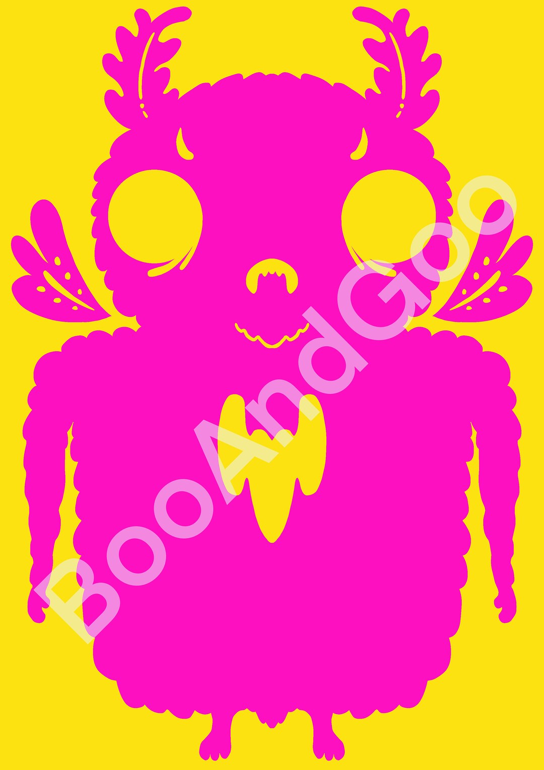 Neon Mothman - Cute Pink and Yellow Cryptid Digital Illustration - Etsy