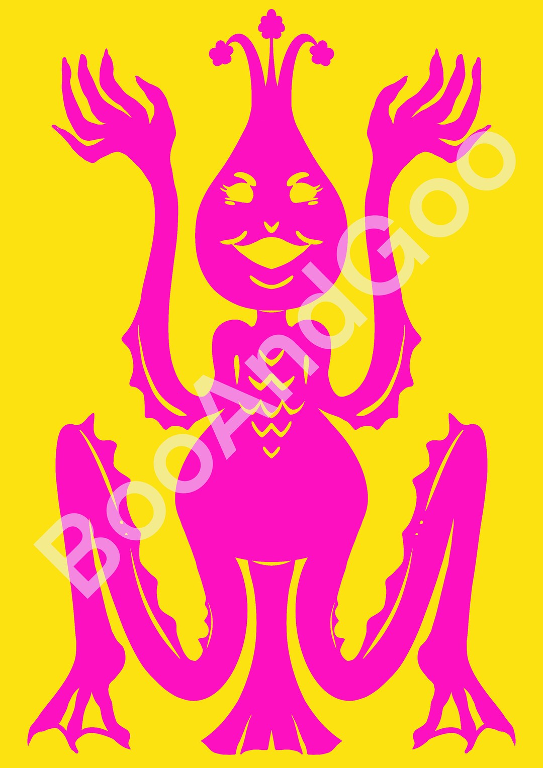 Neon Sea Monkey - Cute Pink and Yellow Cryptid Digital Illustration - Etsy