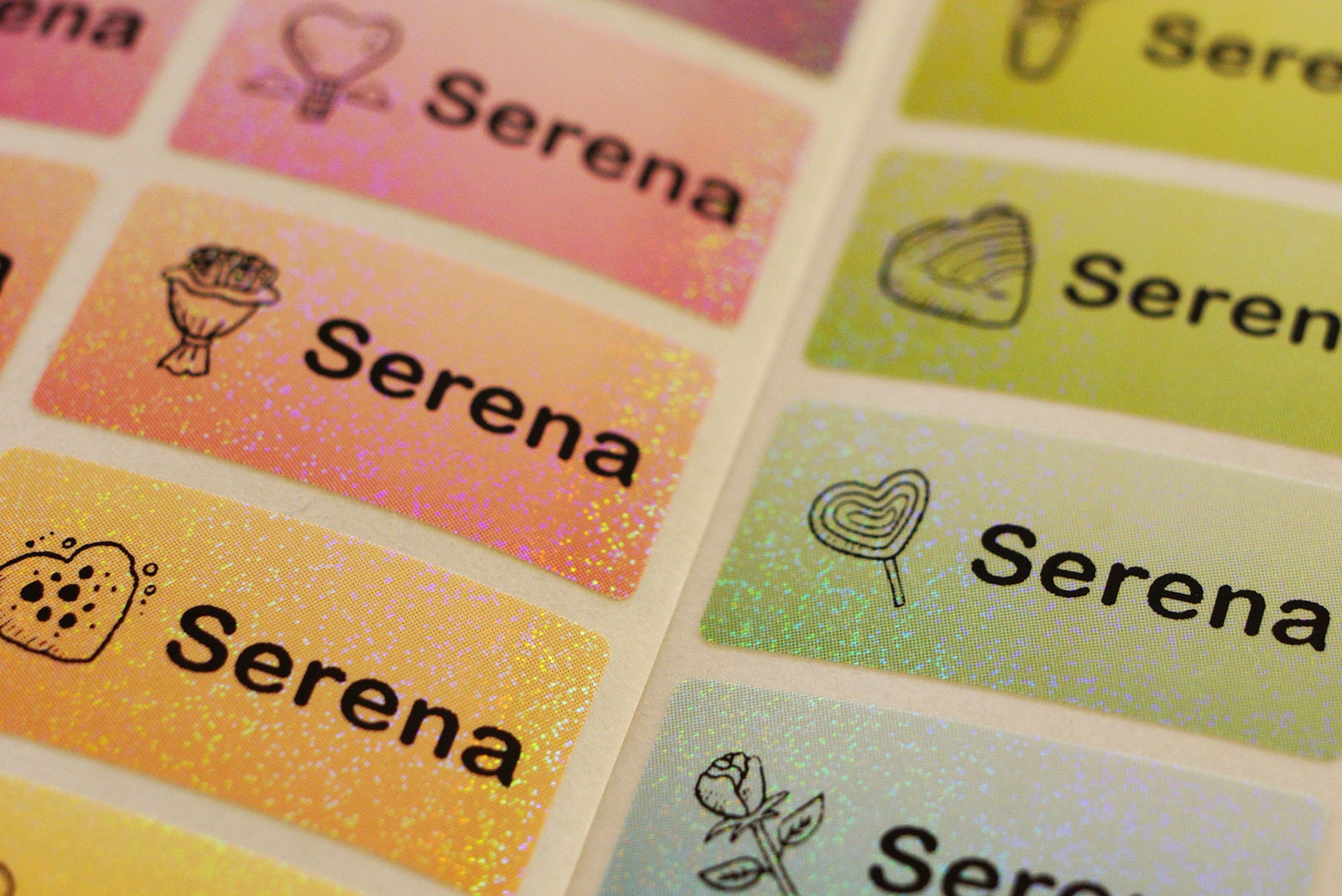 Rainbow Glitter Sticker Waterproof Kid Custom Name Labels - Etsy