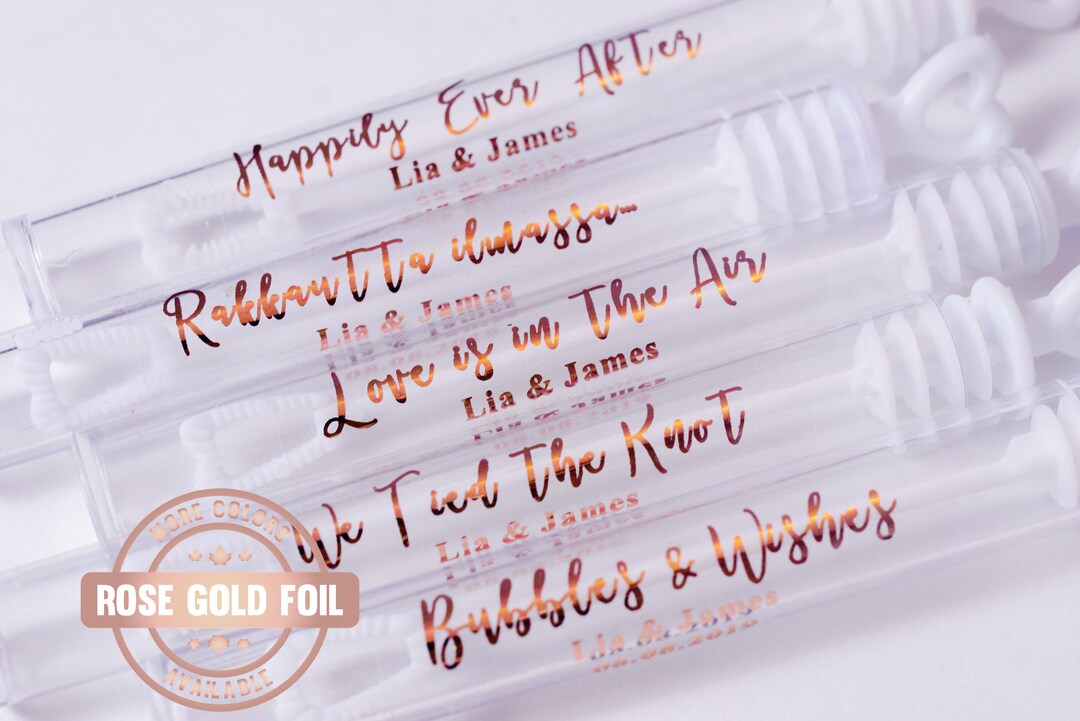 Rose Gold Foil Labels, Personalized Wedding Labels, Custom Wedding ...
