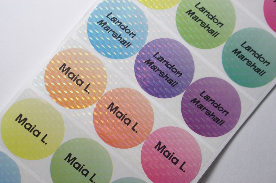 Glitter Rainbow Character Name Labels Waterproof Name Stickers ...