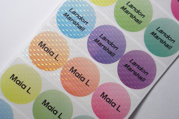 Glitter Rainbow Character Name Labels Waterproof Name Stickers | Etsy