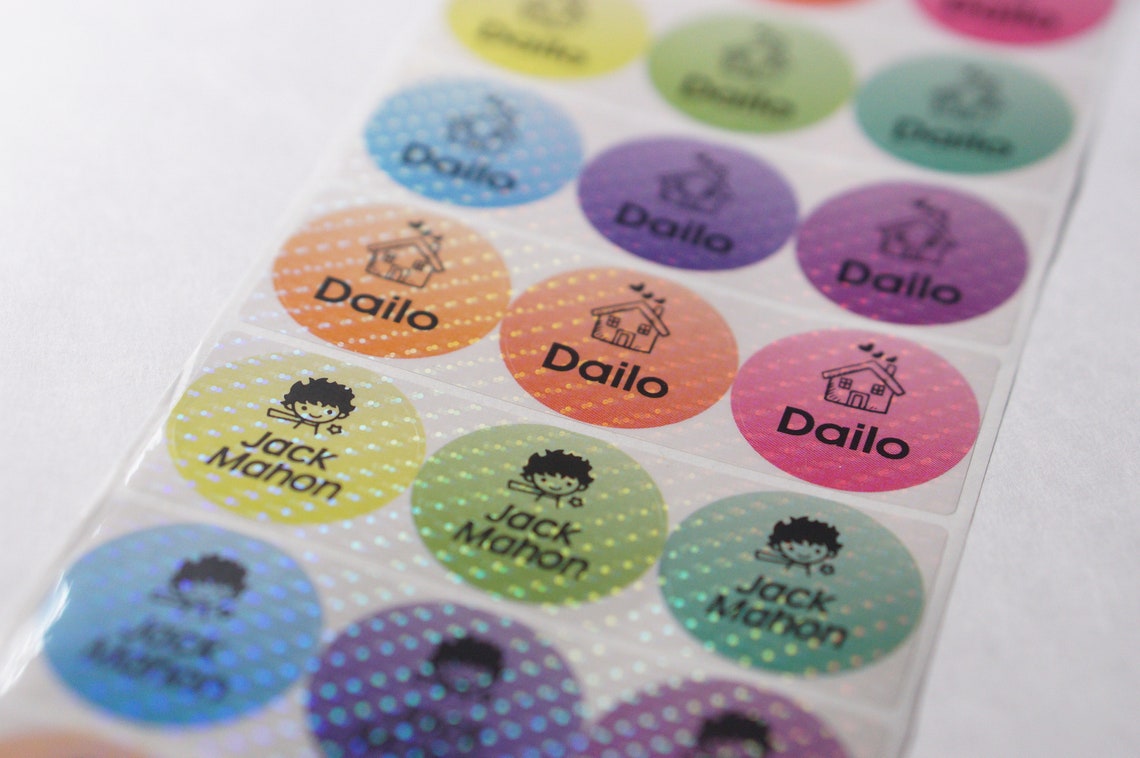 Glitter Rainbow Character Name Labels Waterproof Name Stickers | Etsy