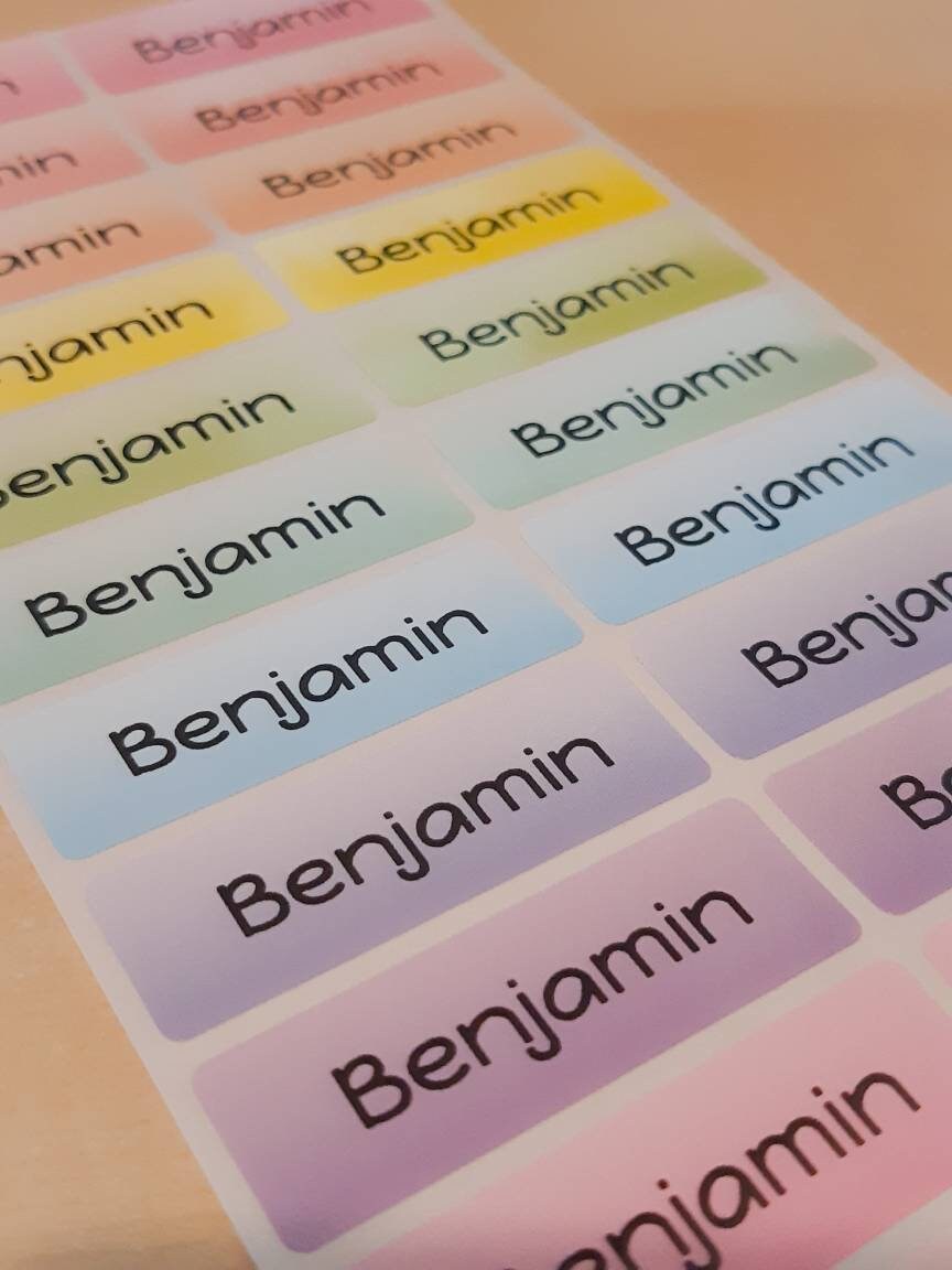48 pcs Rainbow Custom Name Labels Étiquettes de nom personnalisé ...