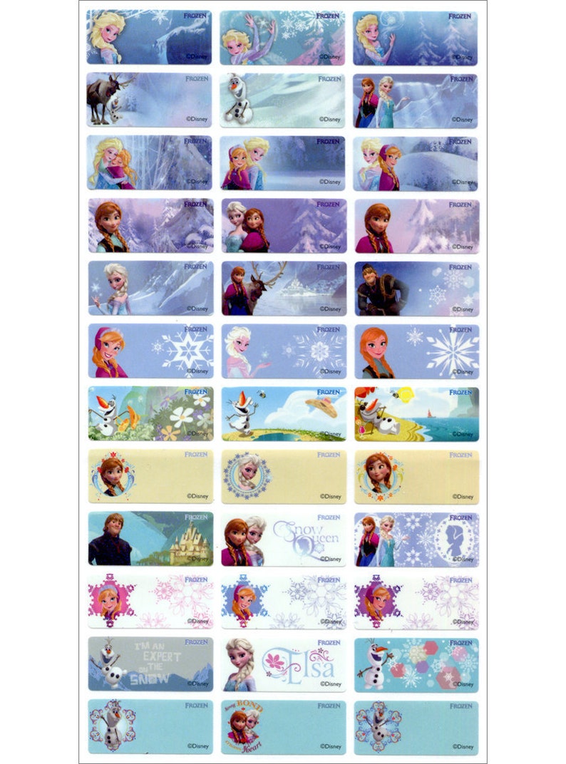 Waterproof Name Labels, Name, Stickers Personalized, Disney Frozen ...