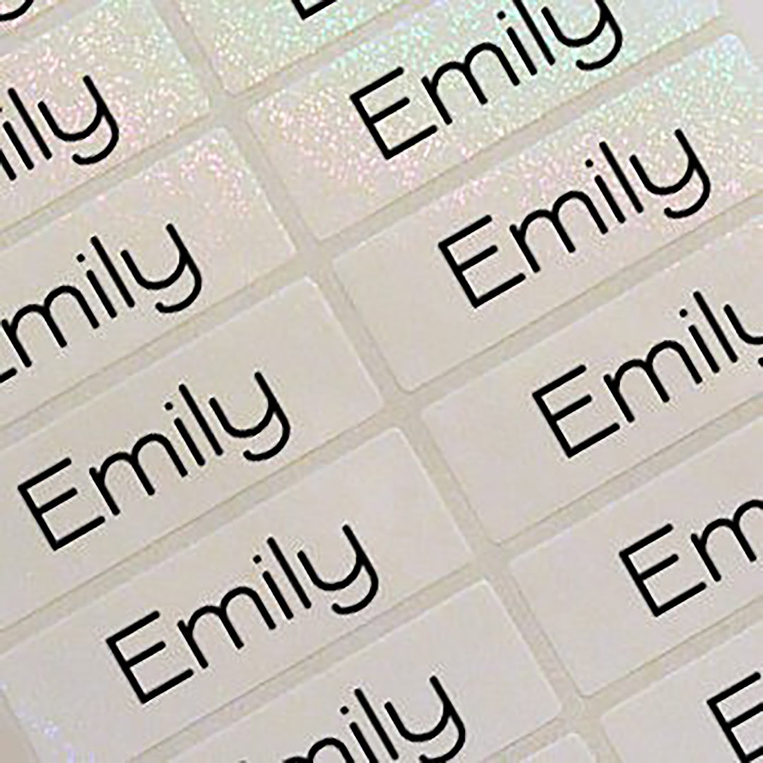 Glitter Labels Personalized Waterproof Name Labels Stickers Snow Pearl ...