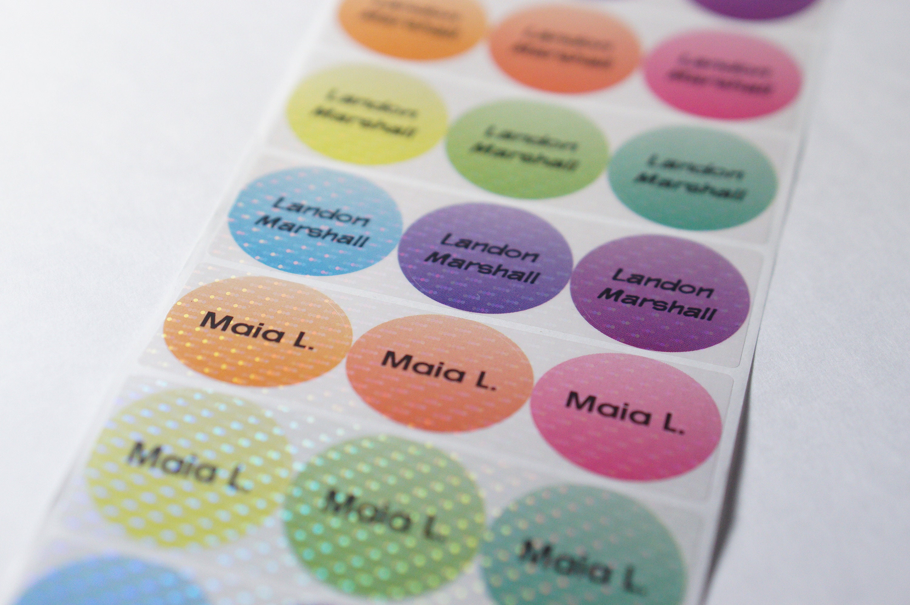 Glitter Rainbow Character Name Labels Waterproof Name Stickers ...