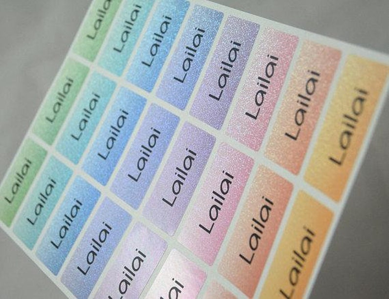 Waterproof Name Labels Name Stickers Personalized Glittery - Etsy