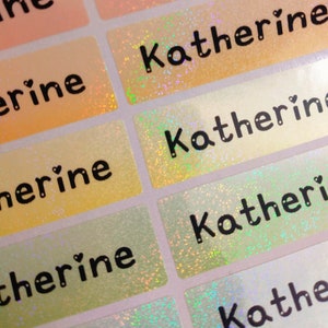 Waterproof Name Labels Name Stickers Personalized Glittery Gradation ...