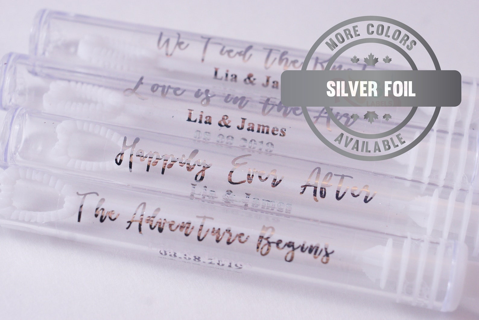 Silver Foil Labels Clear Wedding Labels Custom Wedding | Etsy