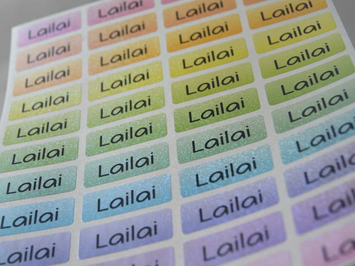 Waterproof Name Labels Name Stickers Personalized Glittery - Etsy