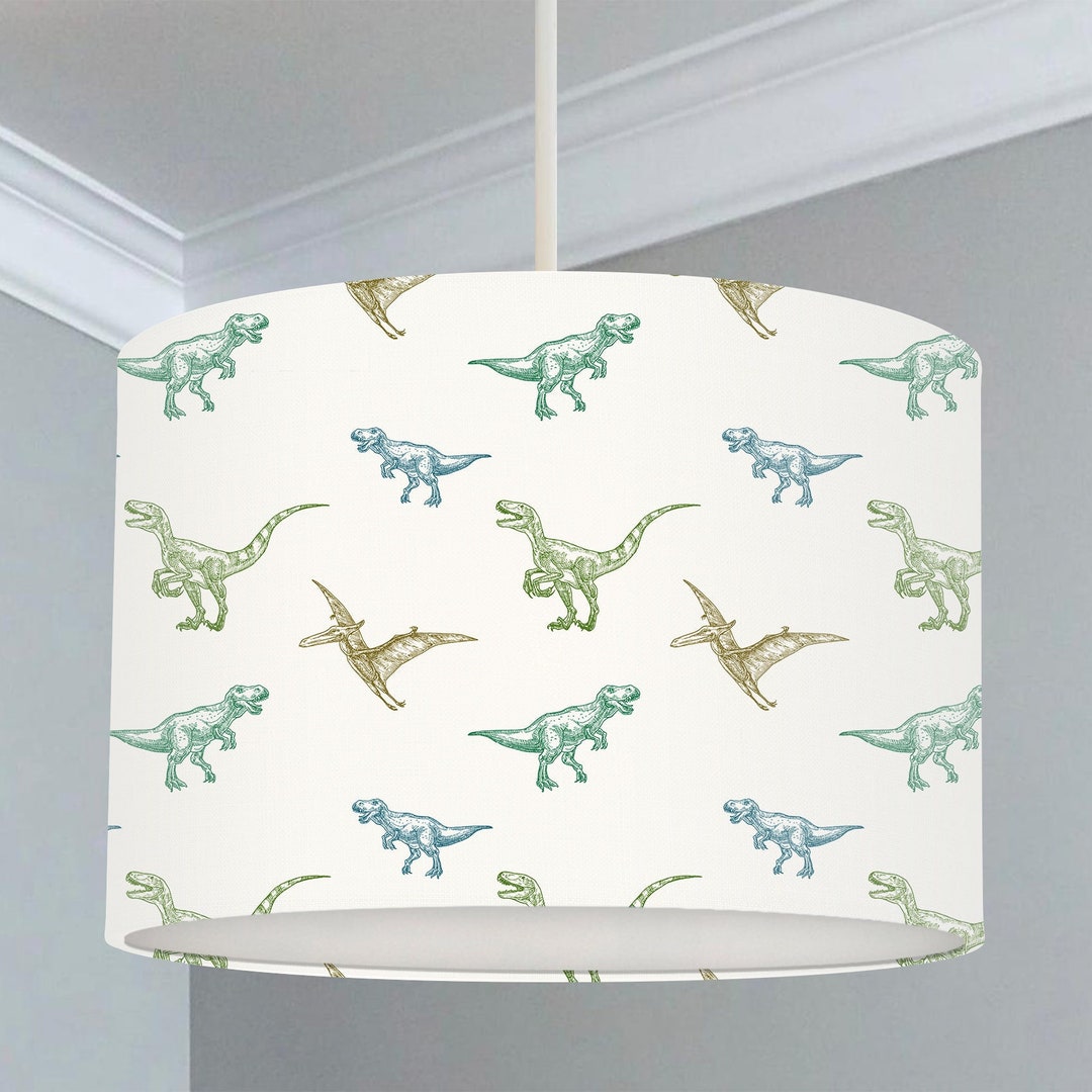 Scattered Dinosaurs Lampshade, Blue and Green, Nursery Children's ...