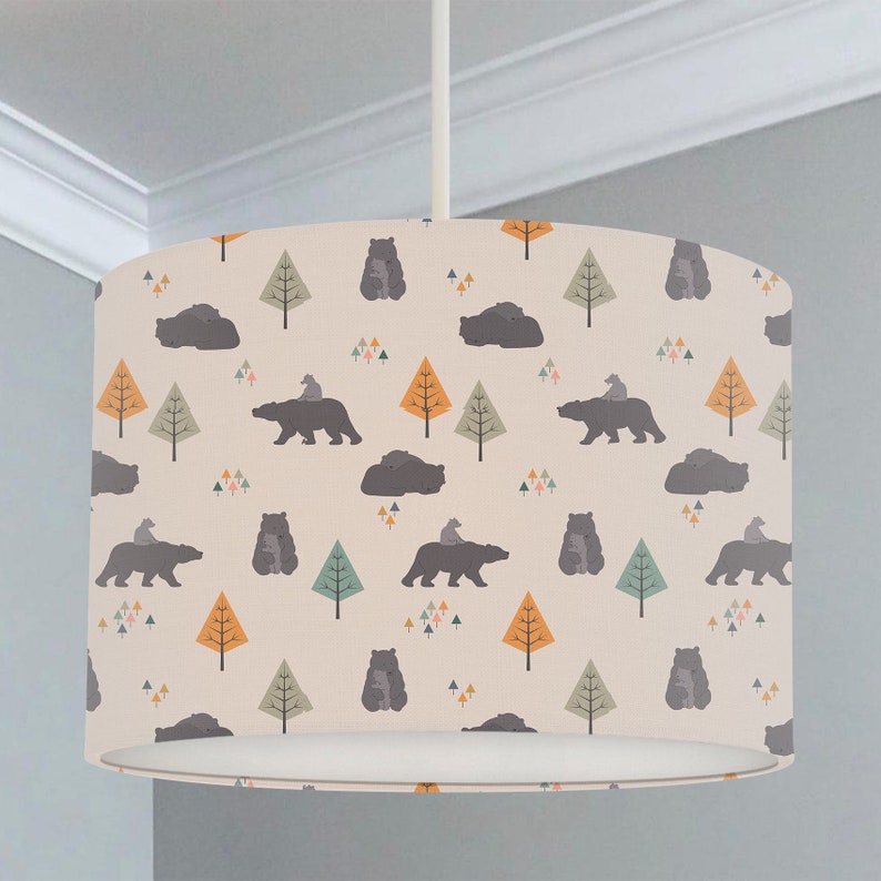 Bear Family Lampshade Natural Nursery Children's | Etsy