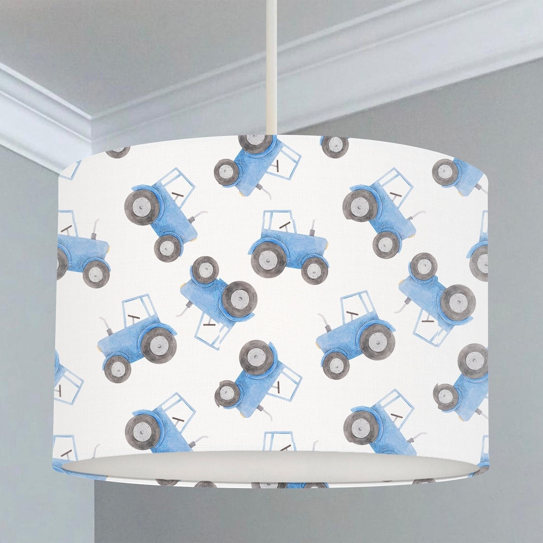 Blue Tractor Lampshade, Farm Vehicle Nursery, Children's Bedroom Decor ...