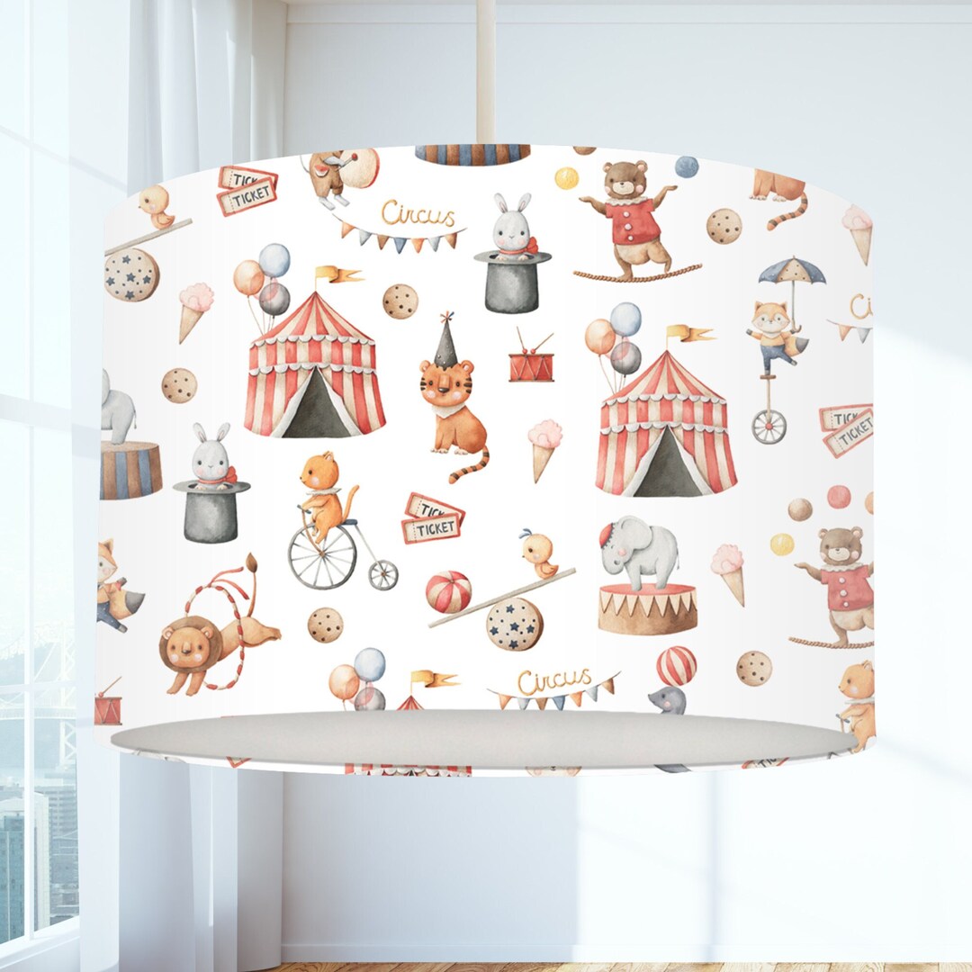 Circus Animals Lampshade, Baby Nursery Children's Bedroom, Drum Ceiling ...