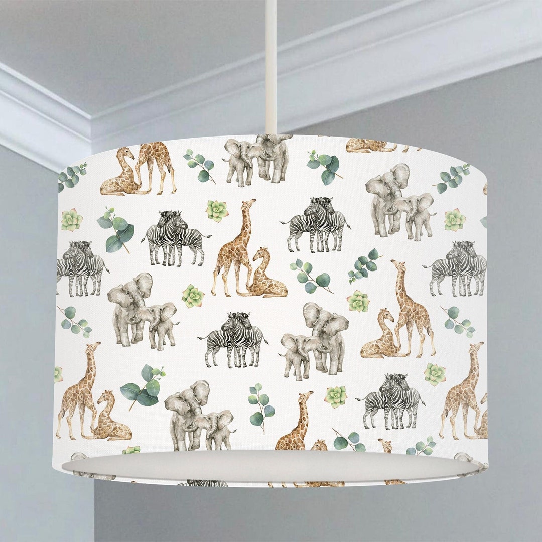 Mummy and Baby Safari Animals Lampshade, Nursery Children's Bedroom ...