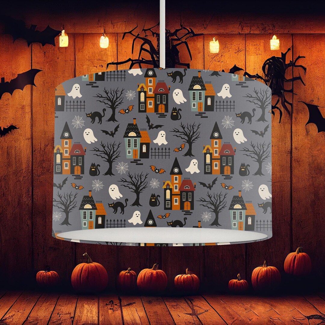 Halloween 003 Haunted House Lampshade, Grey, Nursery, Children's ...