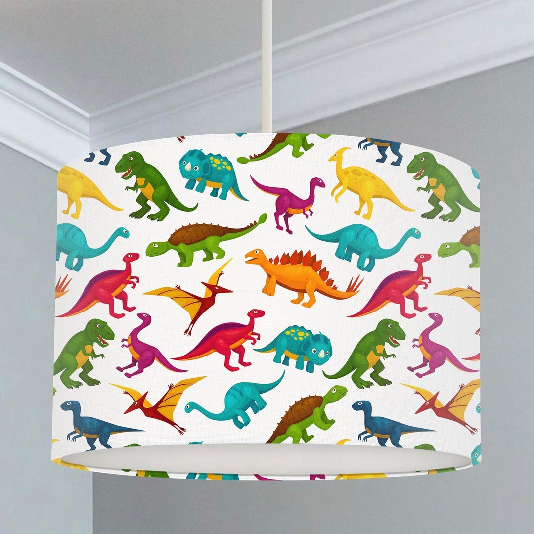Colourful Dinosaurs Lampshade, Nursery Children's Bedroom, Drum Ceiling ...