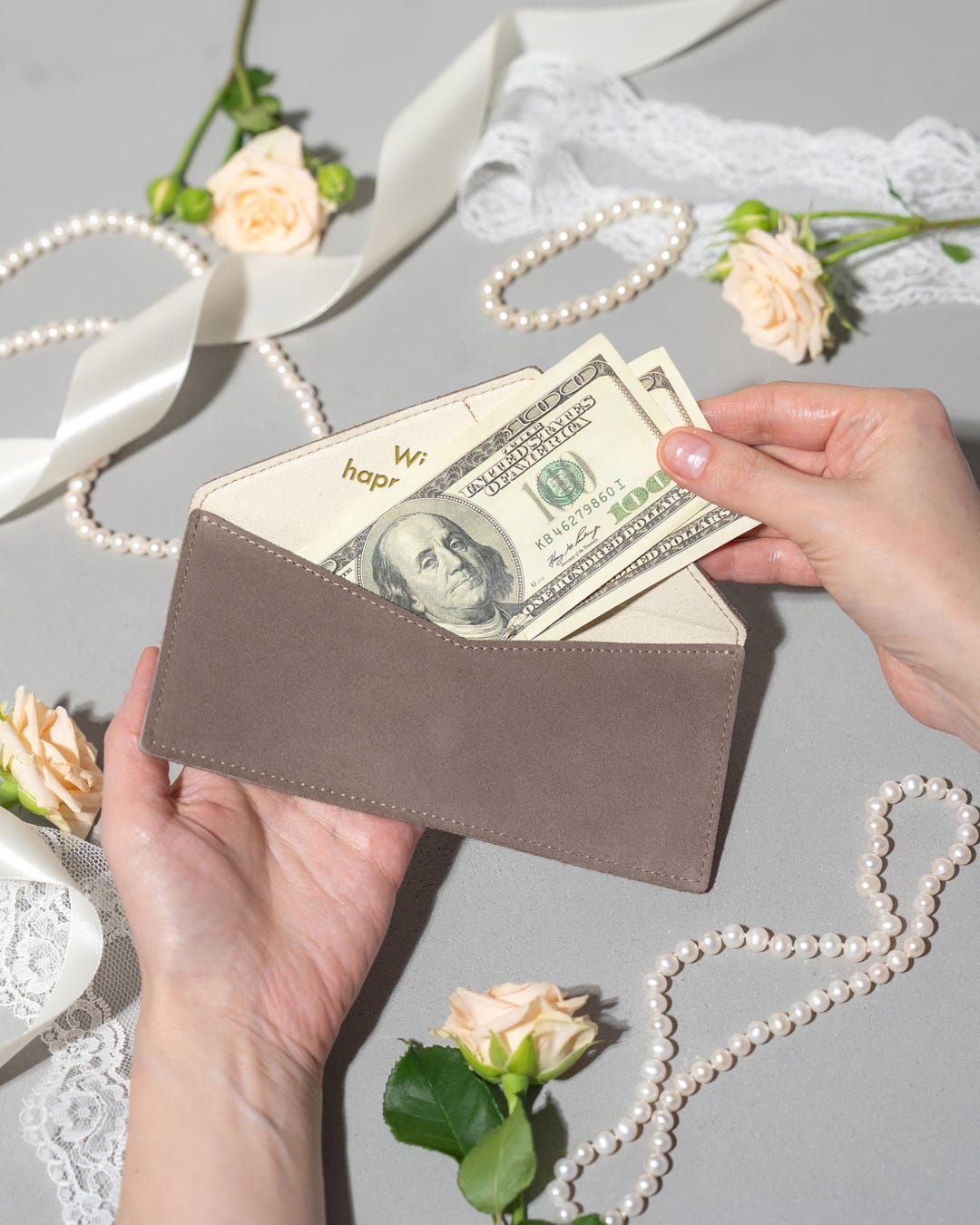 Personalized Suede Money Envelope With Magnetic Closure – Handmade ...