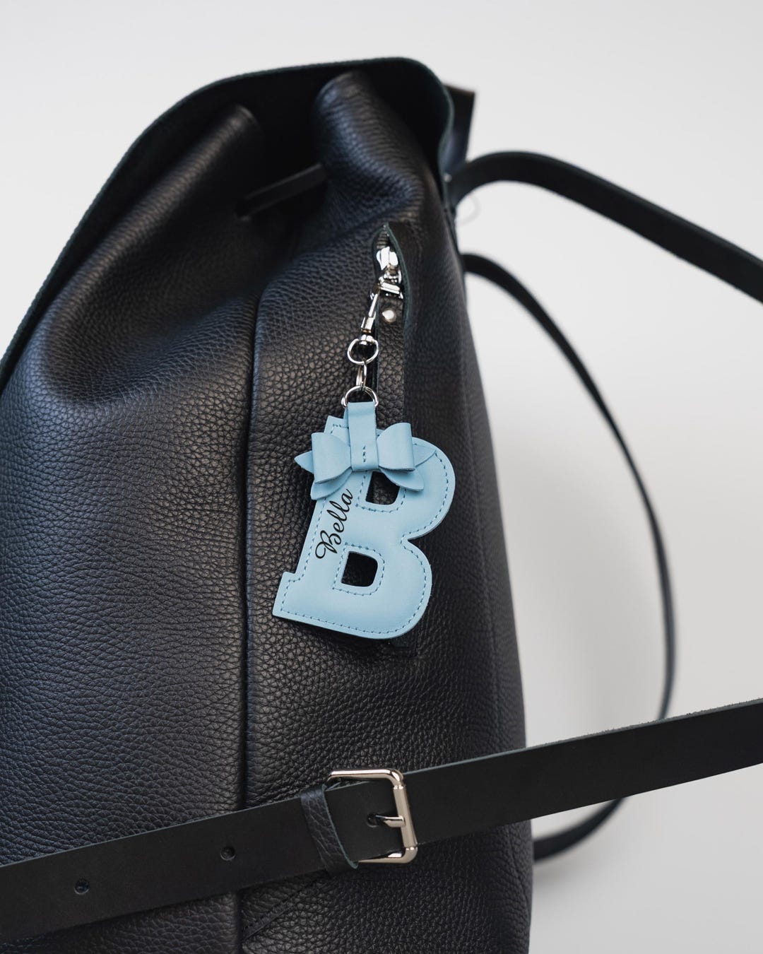 Leather Letter Keychain With Bow and Name Engraving – Custom Initial ...
