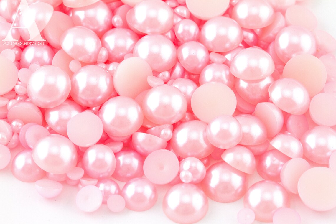 Light Pink Flatback Half Round Pearls for Embellishments Mixed - Etsy