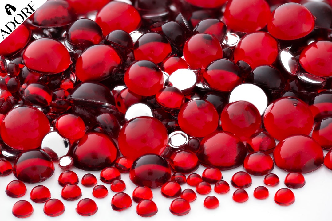 Crystal Dark Red Flatback Half Round Pearls for Embellishments Mixed ...