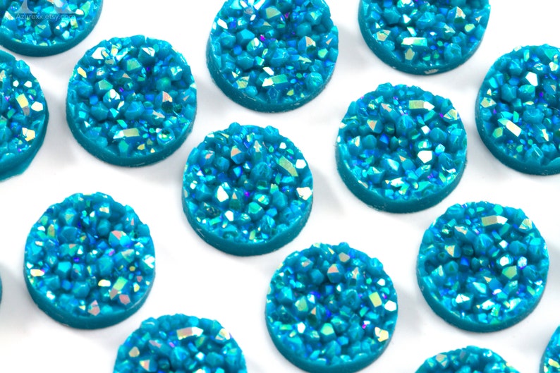 Turkish Blue 12mm Crystal Faux Druzy Cabochons | Etsy