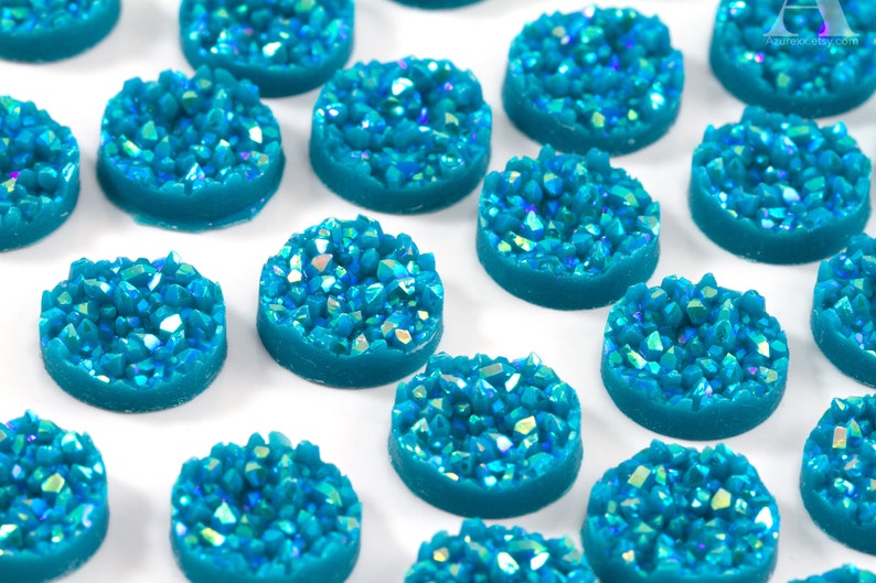 Turkish Blue 12mm Crystal Faux Druzy Cabochons | Etsy