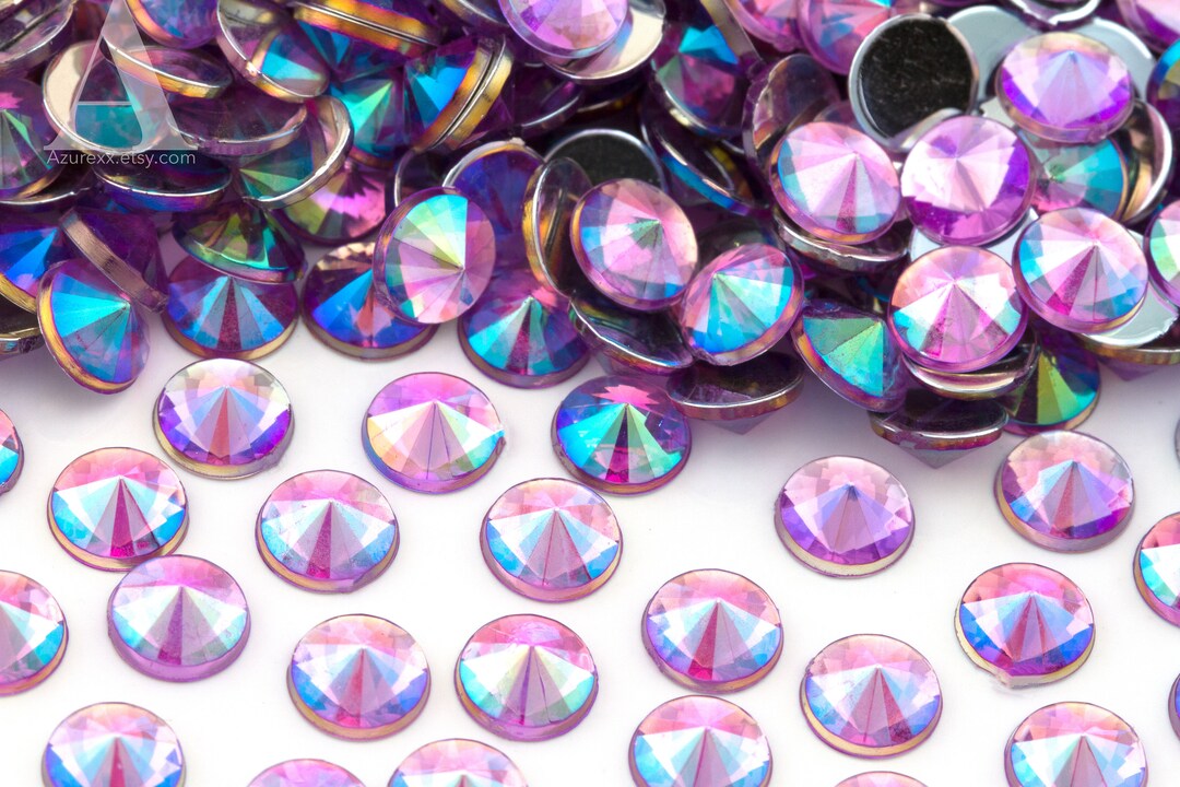 Light Purple AB point Face Flat Back Round Resin Rhinestones 4-10mm - Etsy