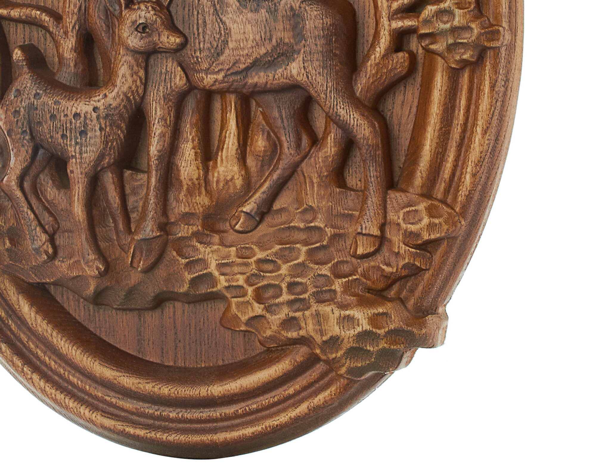 Carved Deer Wall Art Wood Carving Picture of Fawn with Mom 11 | Etsy