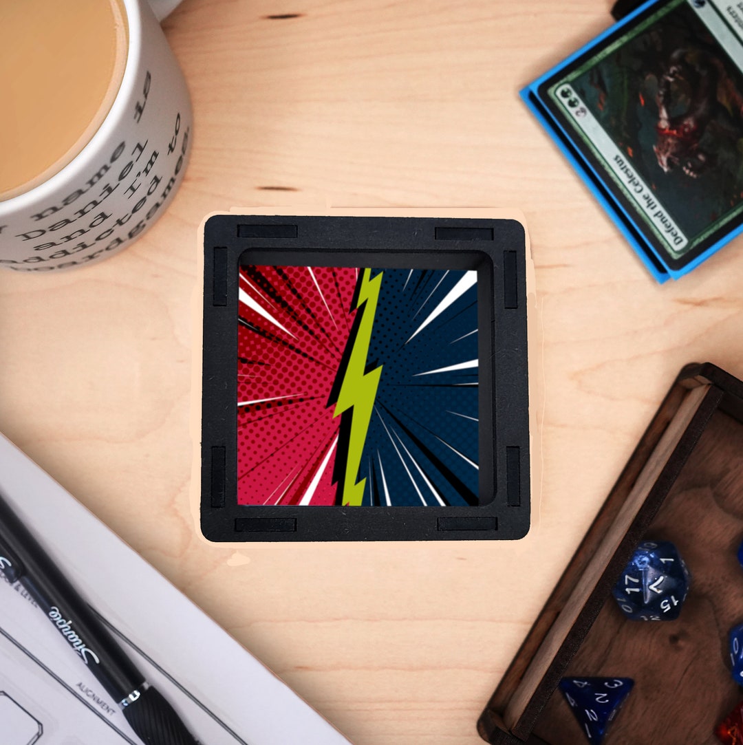 Superhero Dice Tray, Versus Battle Fight Gaming Dice Box, Black Wooden ...