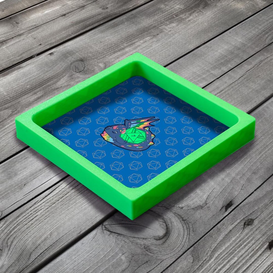 Blue Dragon With D20 Dice Rolling Tray, D&D Players Dnd RPG Board Game ...