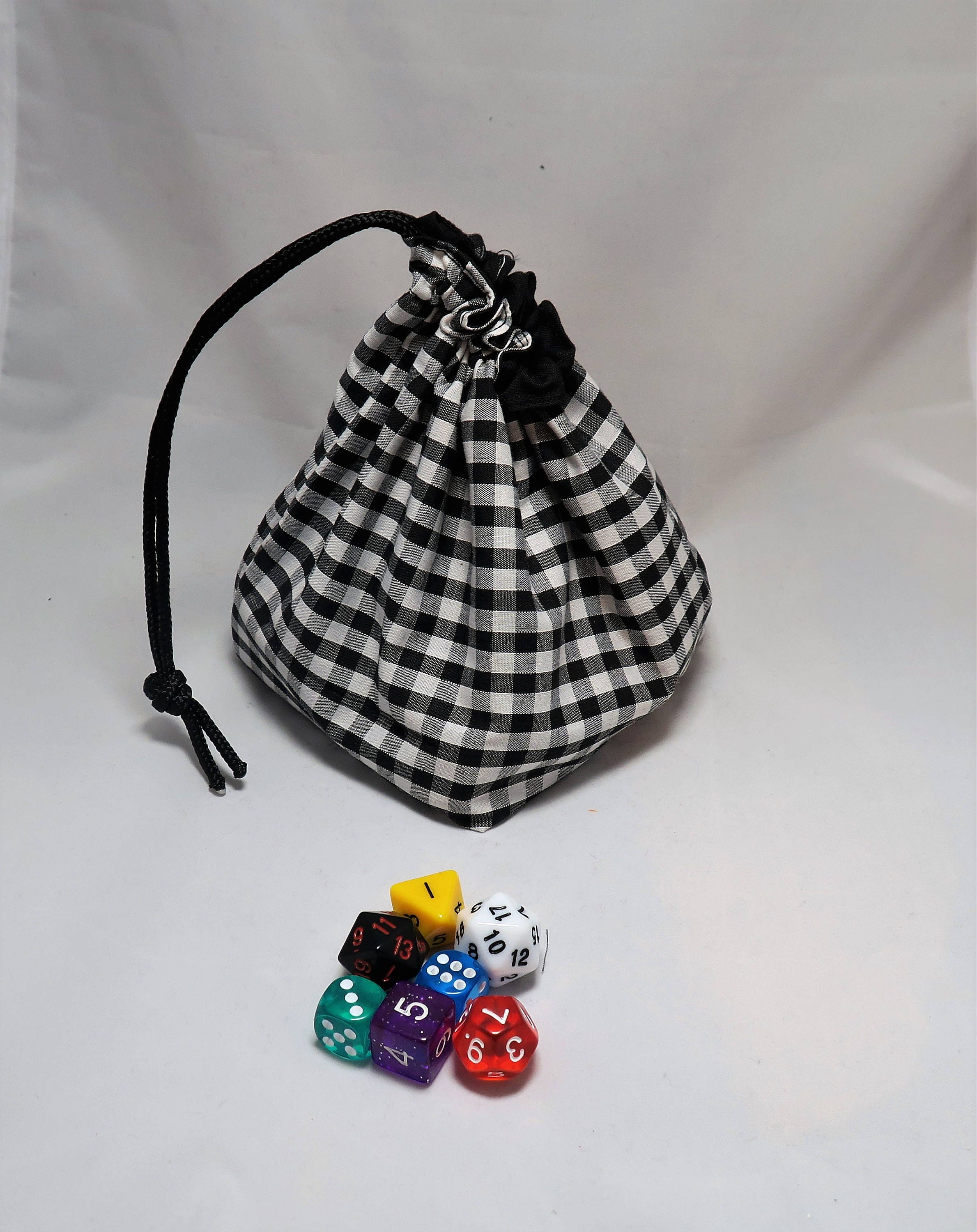 Square Black and White Check Dice Bag Freestanding D&D Bag of | Etsy