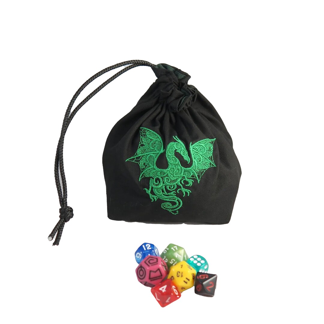Embroidered Dragon Dice Bag: D&D Tabletop Game Storage Pouch - Etsy