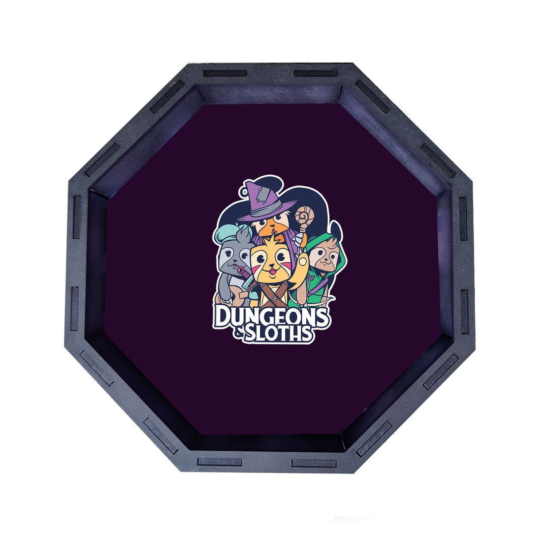 Dungeons and Sloths Dice Tray, Octagon Large Wooden Dice Bowl, Tabletop ...