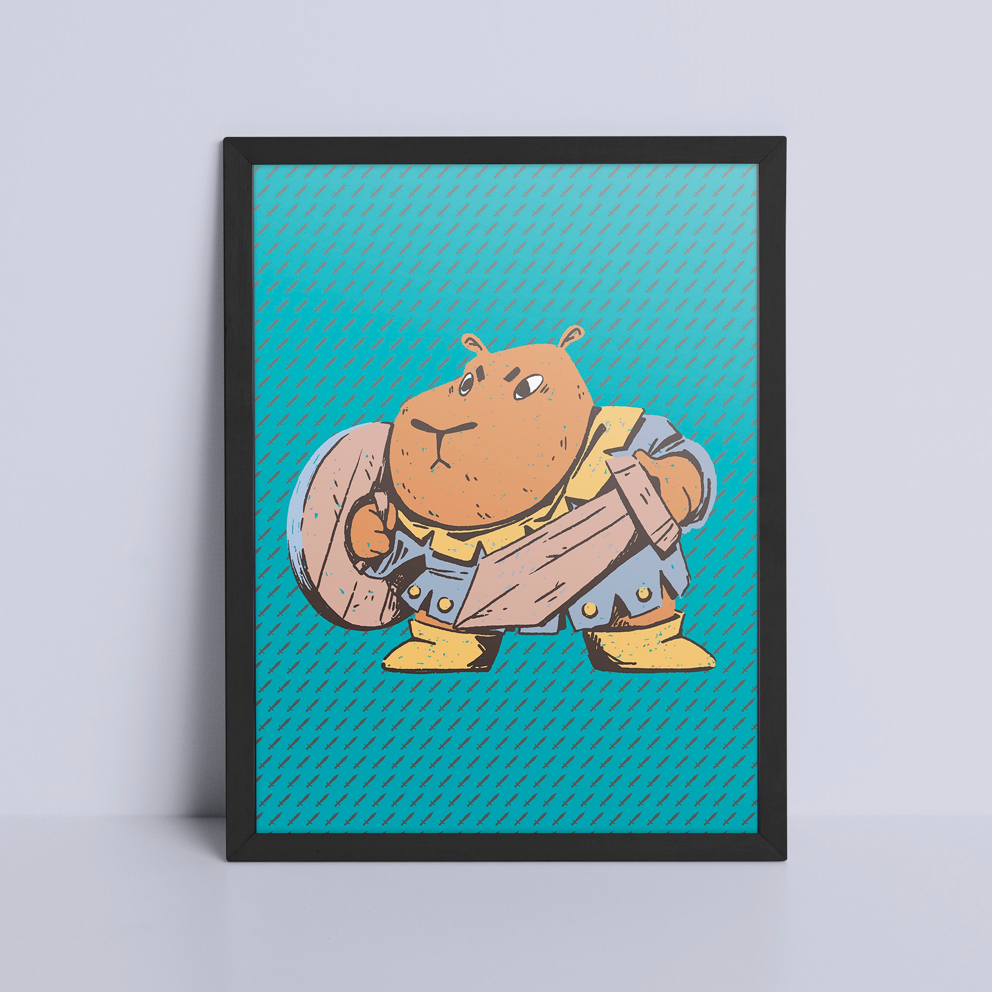 Art Print Capybara Art Print Capybara Warrior Game Room Wall - Etsy