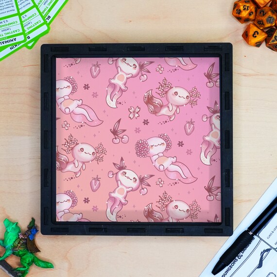Pink Axolotls Dice Tray Cute Gaming Dice Box Black Wooden - Etsy