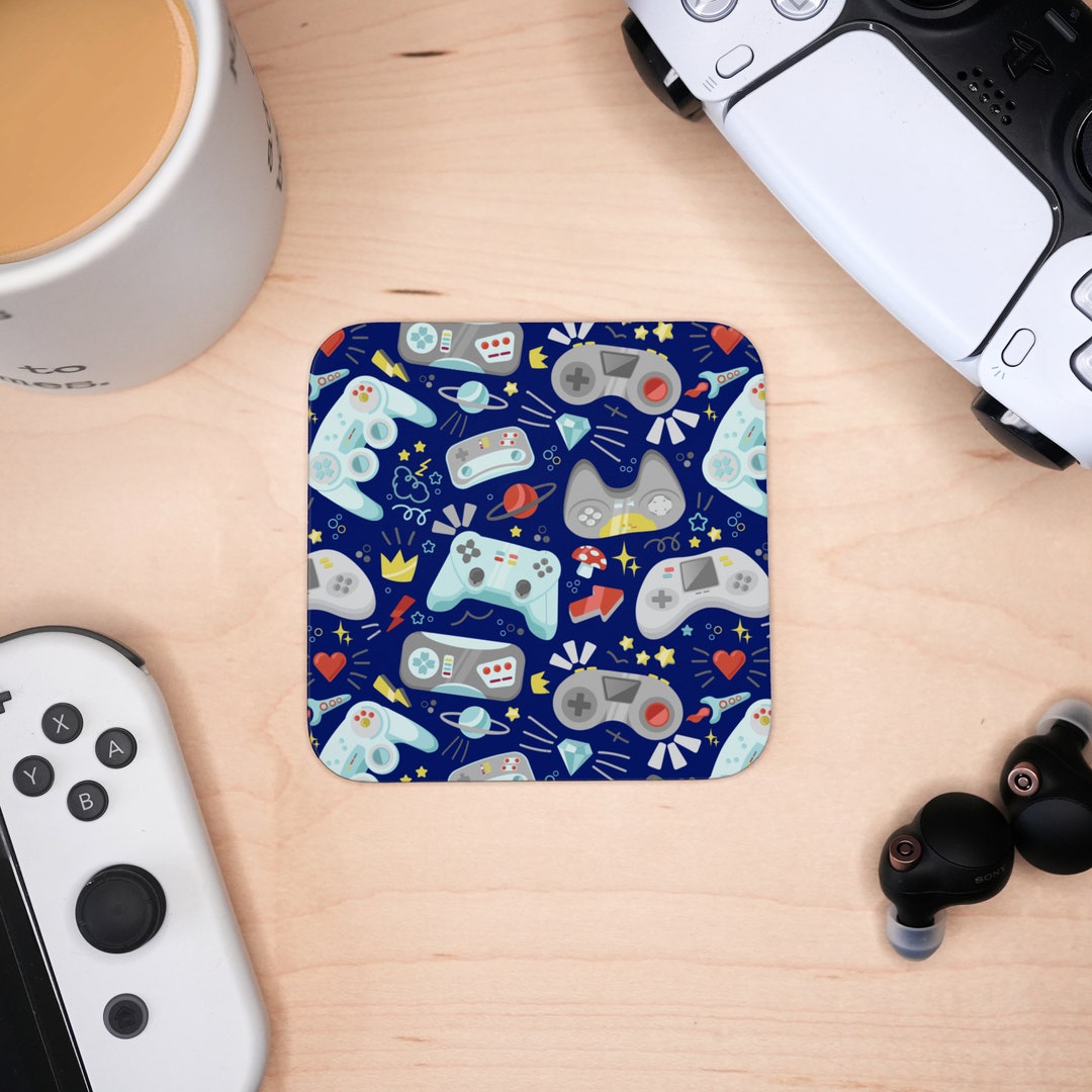 Gaming Coaster, Console Controllers Square Mug Placemat, Mug Rug ...