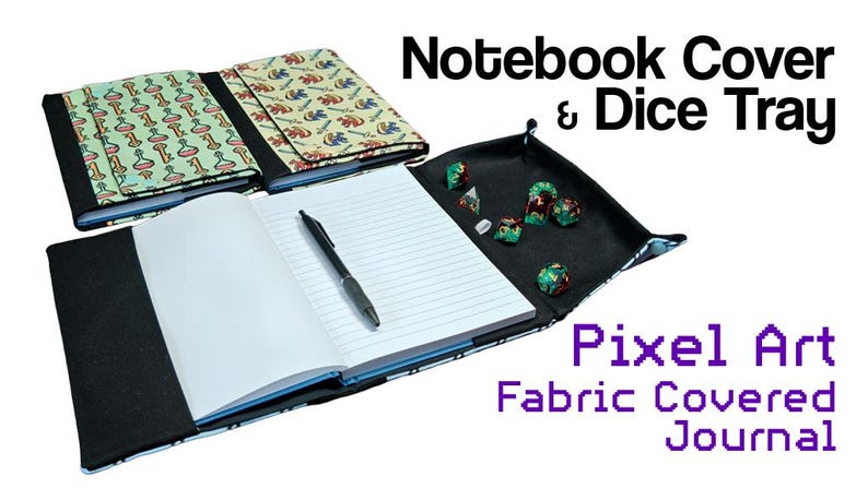 Pixel Art Notebook, Fabric Covered Journal, Notebook Cover, D&D Dice ...