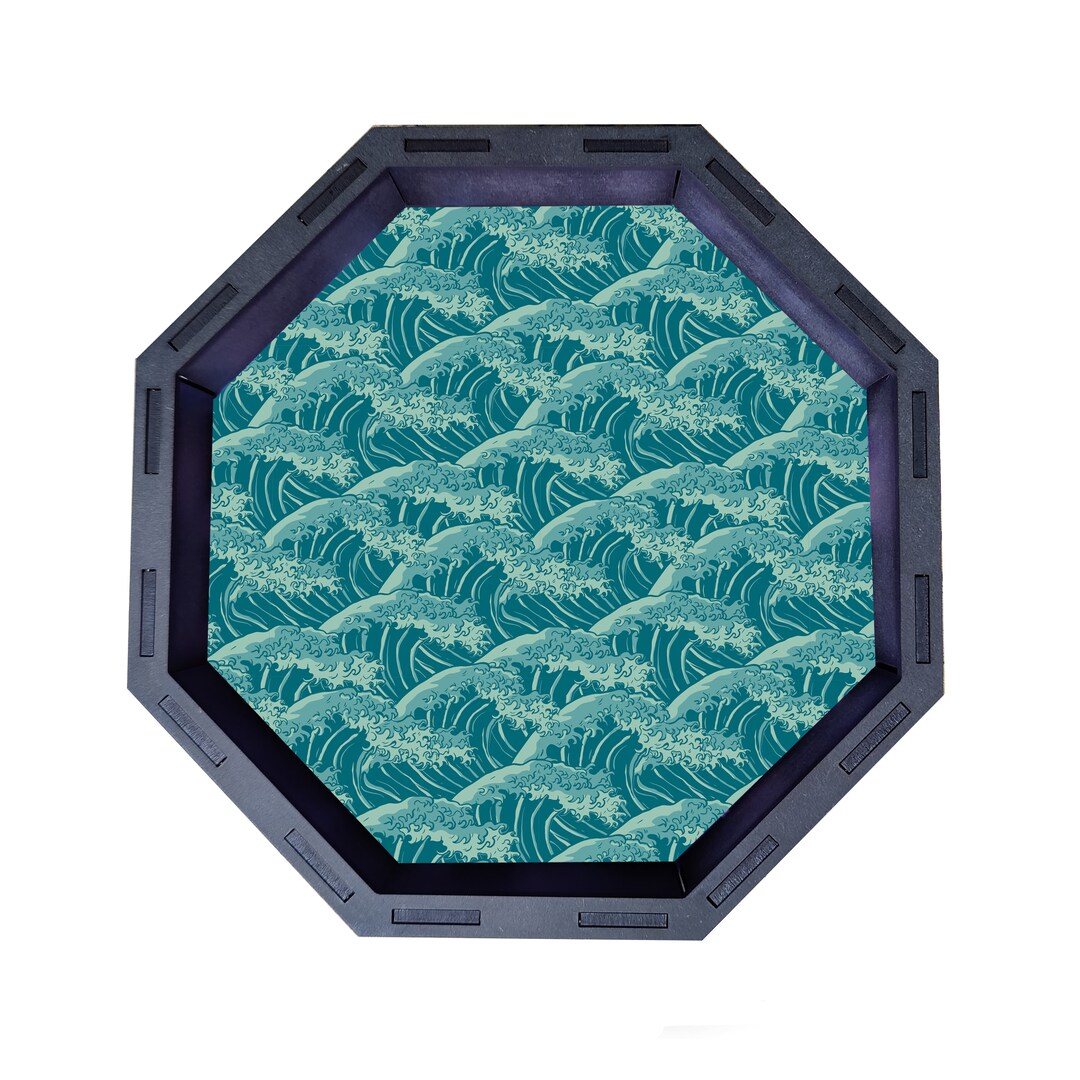 Black Stormy Ocean Waves Dice Tray Octagon Games Tray Large - Etsy