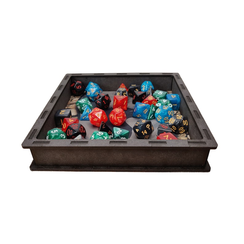 Square Black Dice Tray, Pokemon Pokeball Inspired Dice Box, Black ...