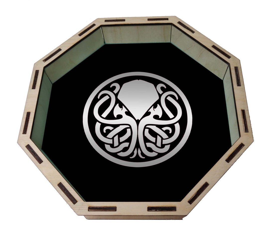 Cthulhu Octagon Dice Tray, Lovecraft Arkham D&D RPG Gaming Dice Box ...