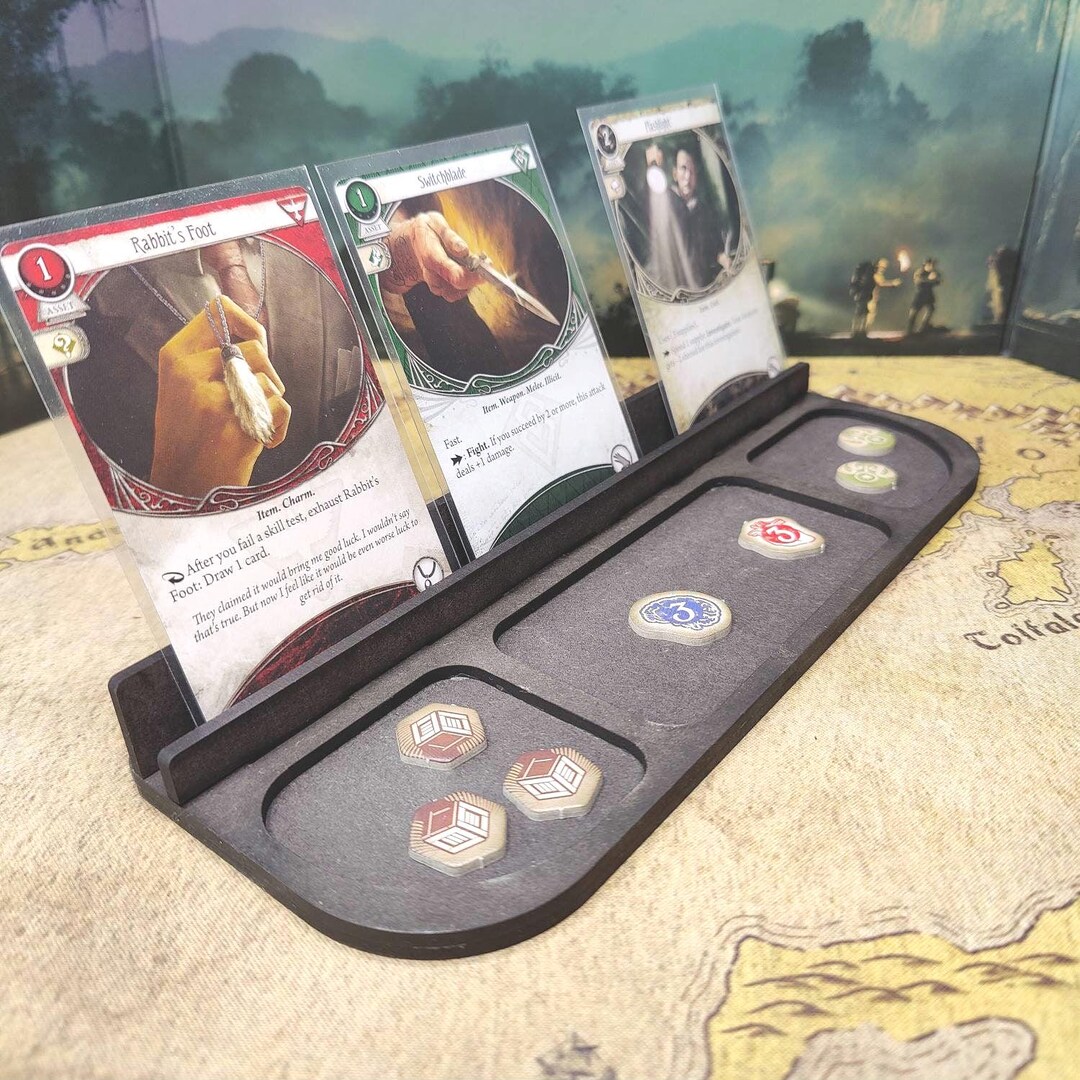 Board Game Card Holder With Tray, Black Tabletop Gaming Card Rail ...