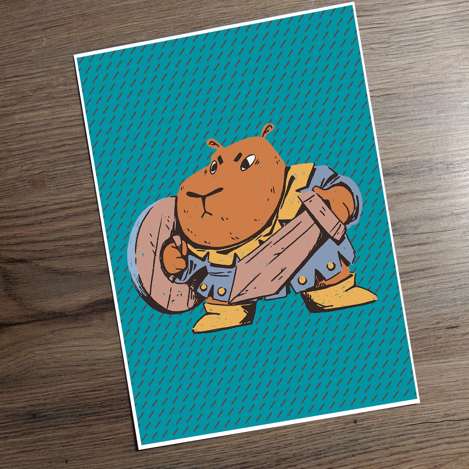 Art Print Capybara Art Print Capybara Warrior Game Room Wall - Etsy