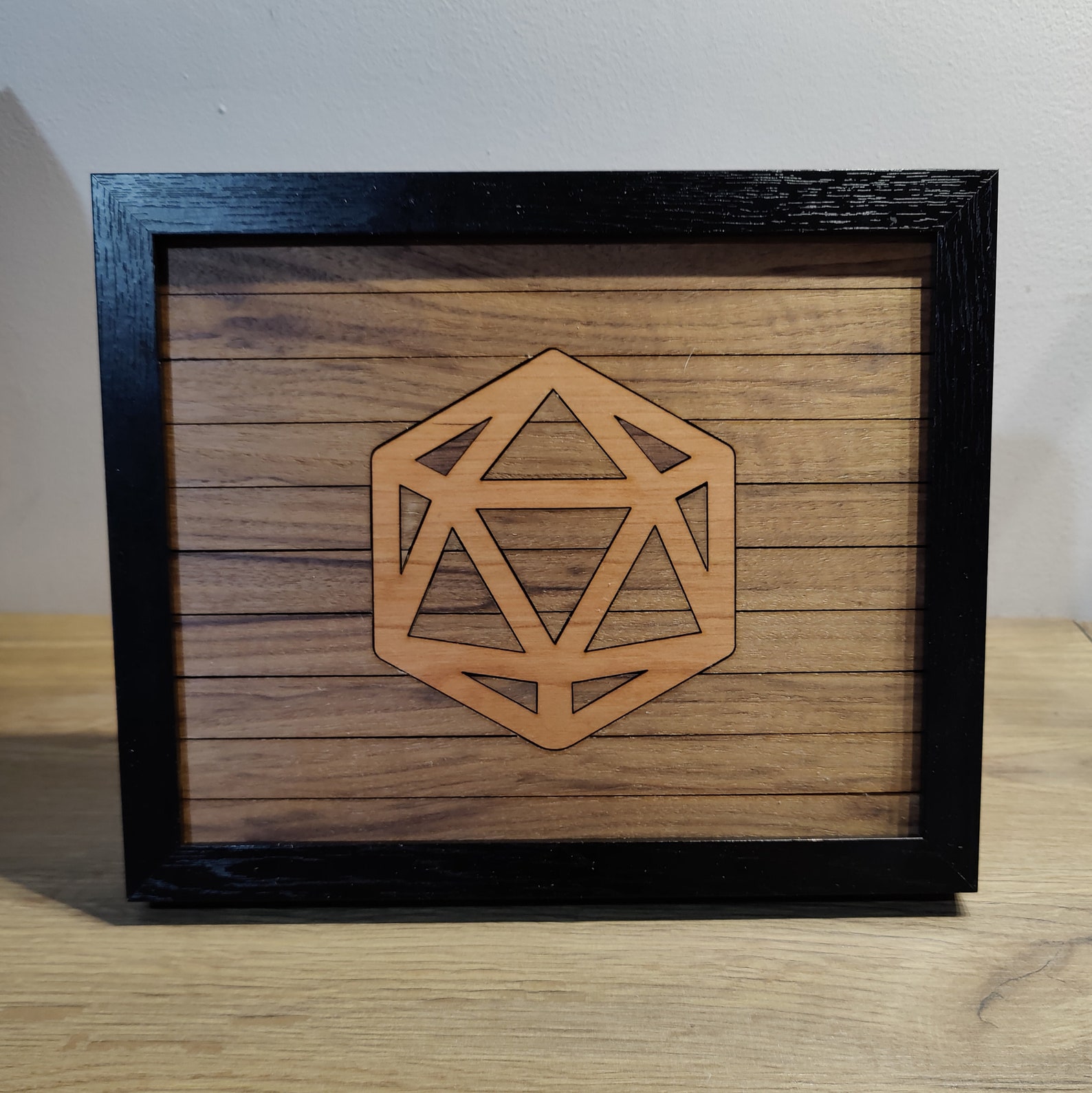 D20 D&D Wooden Art Frame Wood Game Room Wall Decor Dice Desk - Etsy
